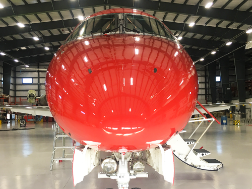 Nose of Embraer ERJ-145 Inside Hangar – New United Goderich